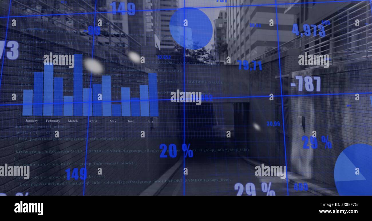 Image of statistical data processing over grid network against city ...