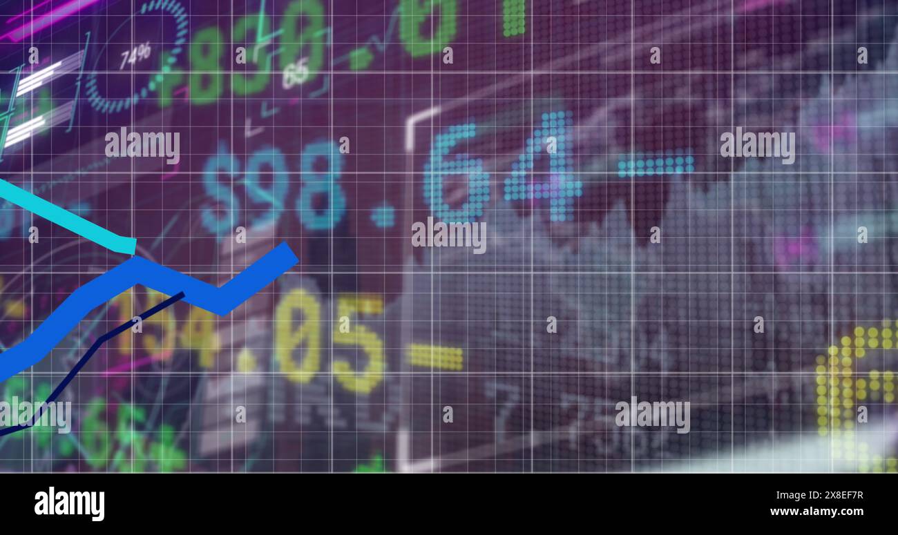 Image of interface with financial and stock market data processing ...