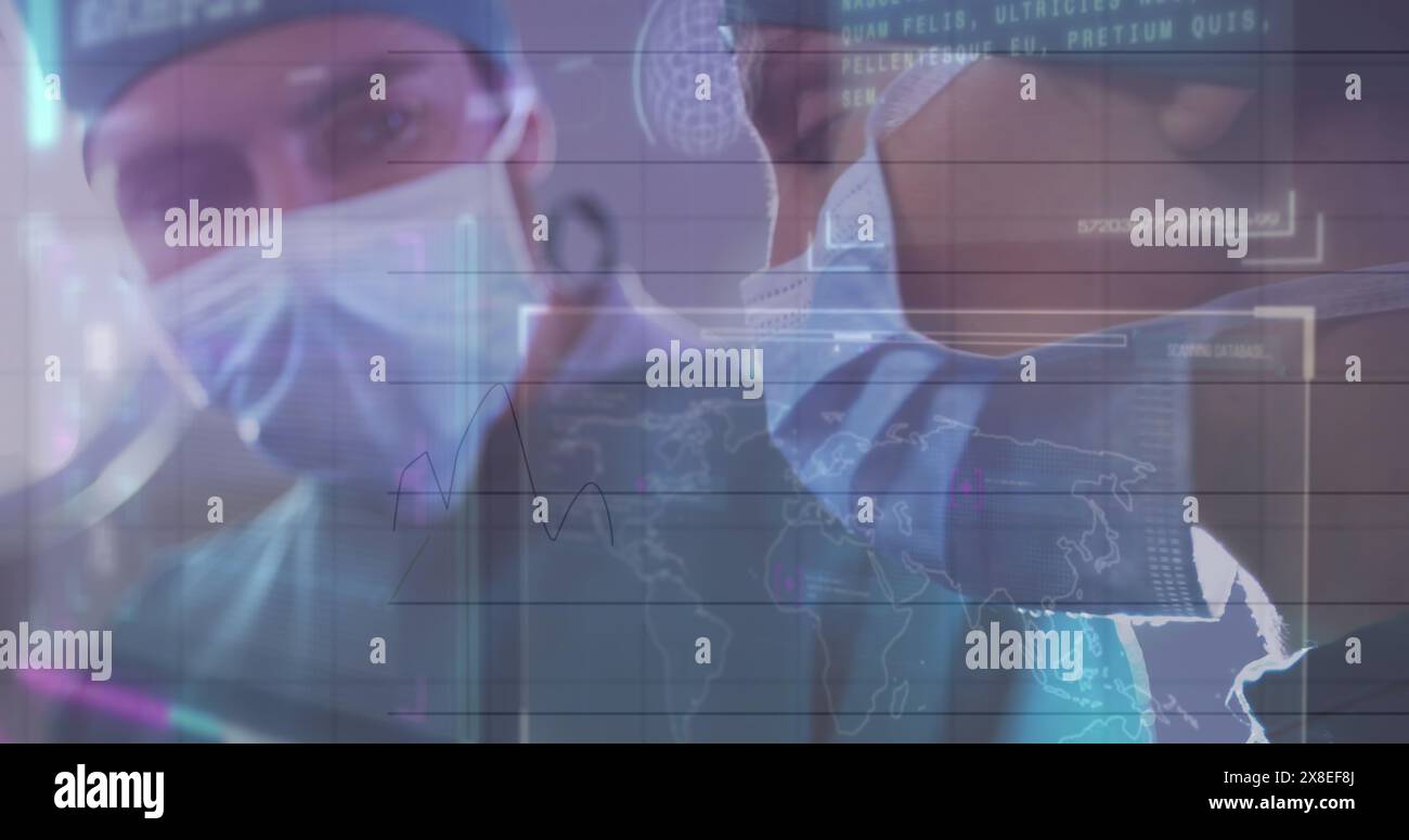 Image of interface with data processing over diverse surgeons ...