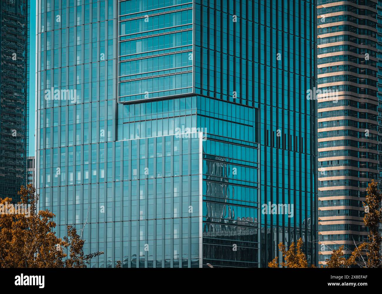Modern financial buildings in business district; Architectural ...