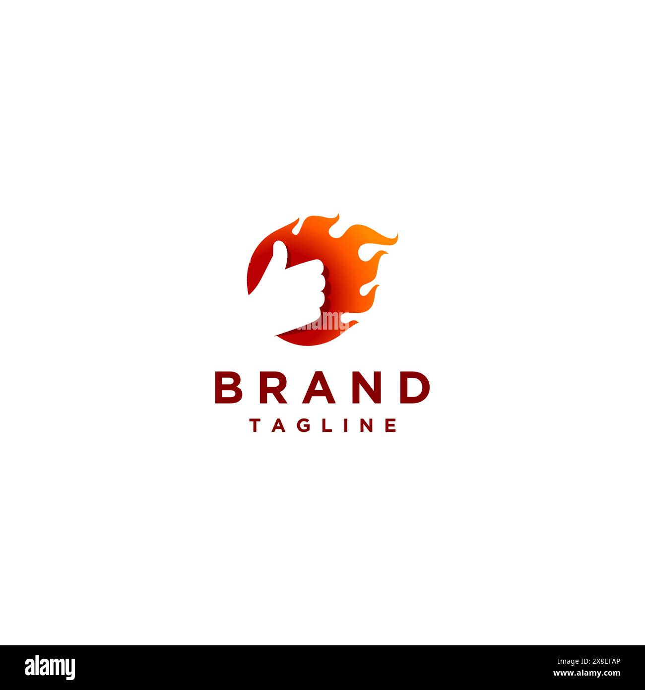 Thumbs Up Silhouette in Fire Logo Design. Thumbs up logo design with ...
