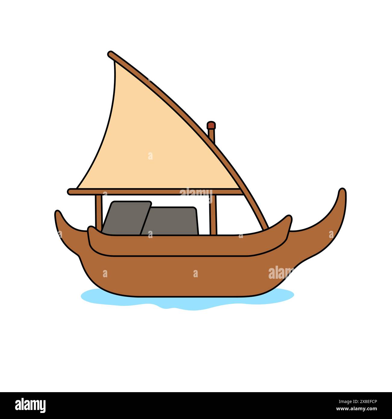 Perahu Golekan Lete Madura, Indonesian Traditional Ship, Vector ...