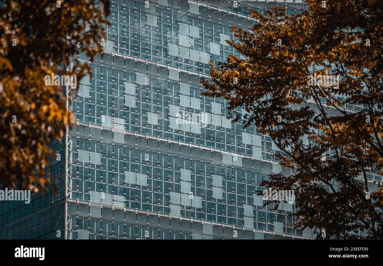 Modern financial buildings in business district; Architectural ...