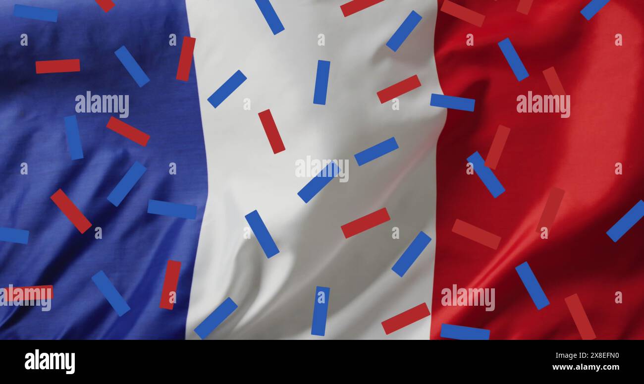 Image of fireworks and confetti over flag of france Stock Photo - Alamy