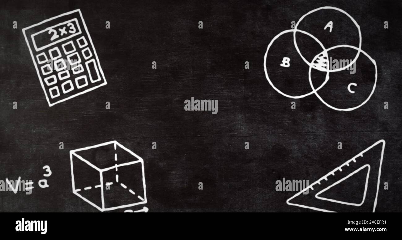 Image of mathematical equations over blue background Stock Photo - Alamy