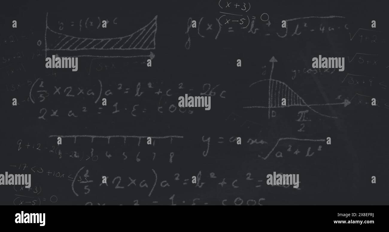 Image of mathematical formulae over black background Stock Photo - Alamy