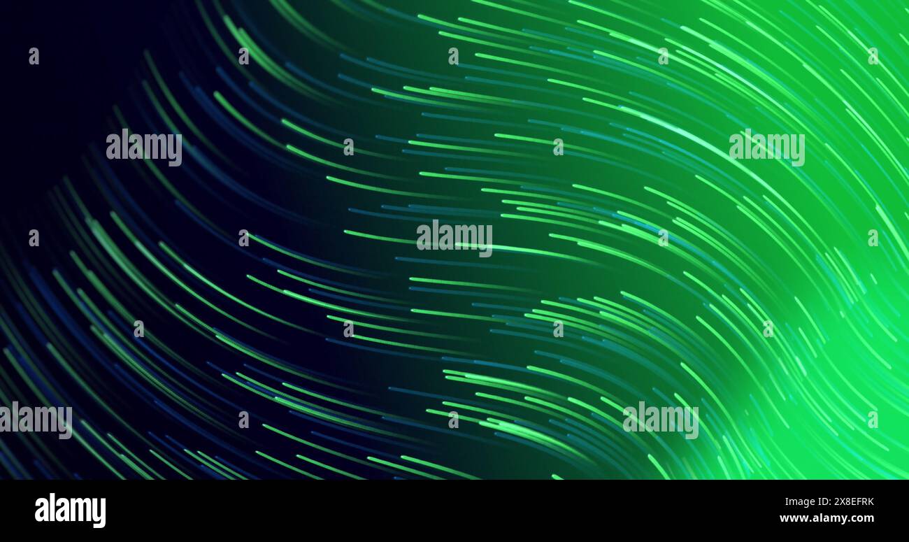 Image of bar graph icon over wavy light trails against green gradient ...