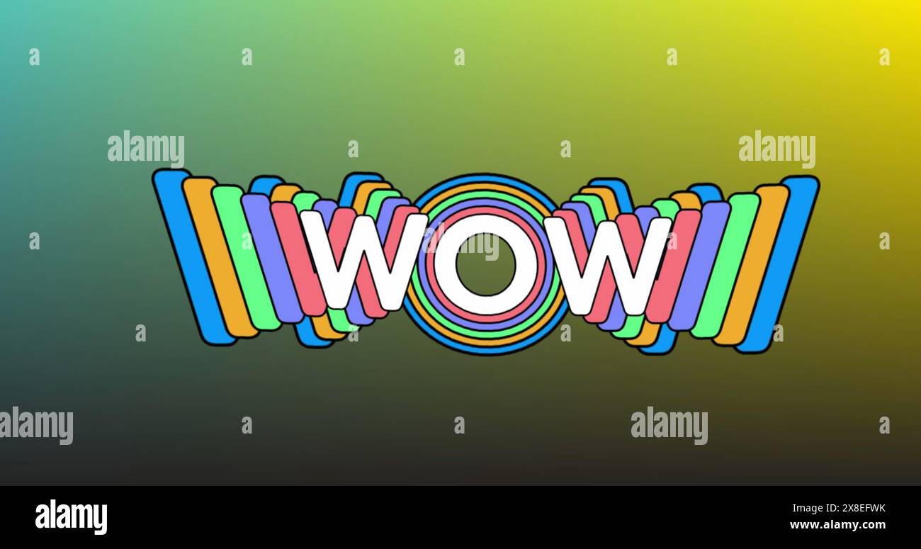 Image of wow text over green background Stock Photo - Alamy