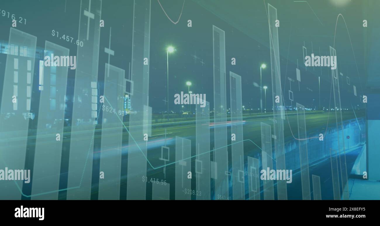 Image of multiple graphs with numbers over time-lapse of vehicles ...