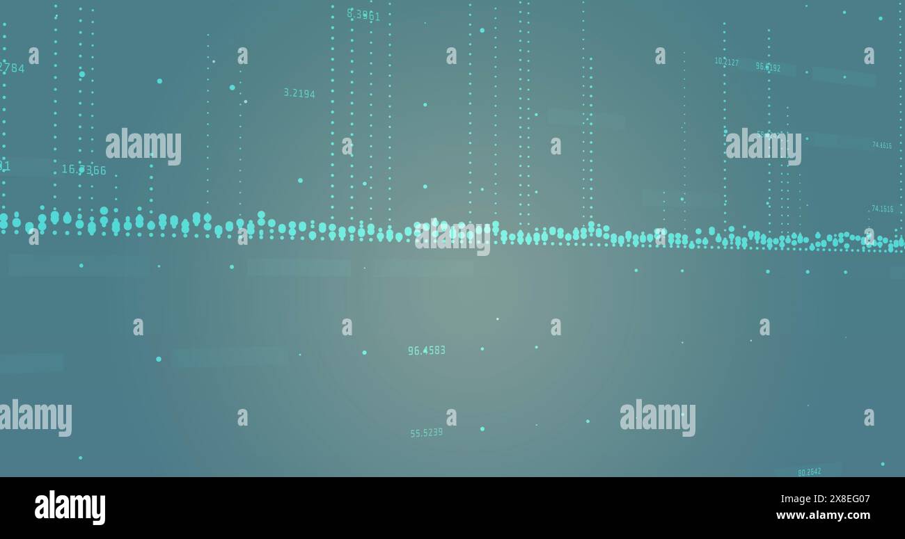 Image of dots forming graphs with changing numbers against blue ...