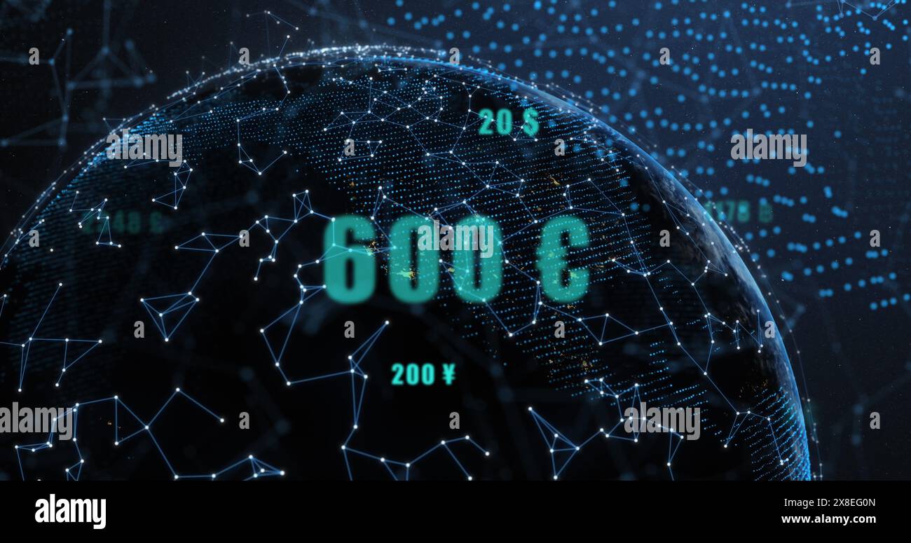 Image Of Interface With Data Processing And Network Of Connections