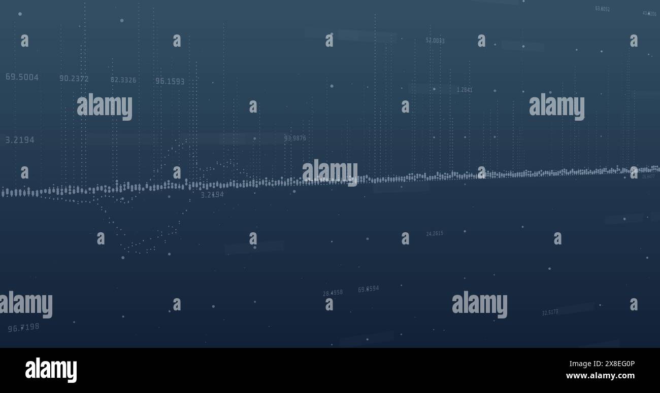 Image of dots forming graphs with changing numbers against blue ...