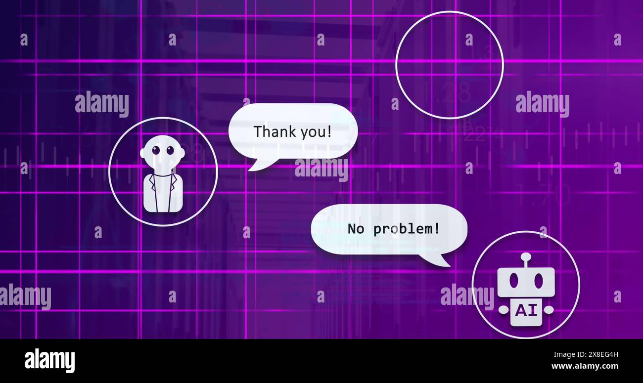 Image of ai icons and data processing over computer servers Stock Photo - Alamy