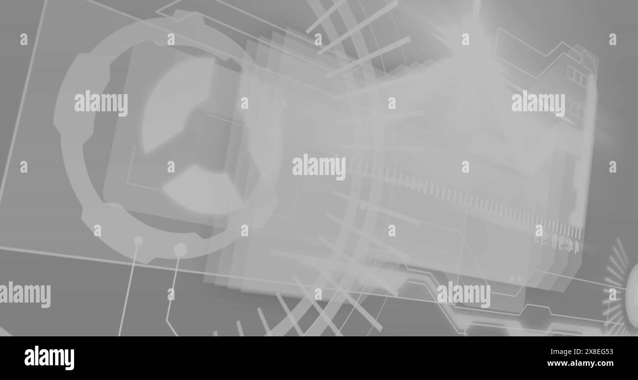 Image of digital data processing over grey background Stock Photo - Alamy