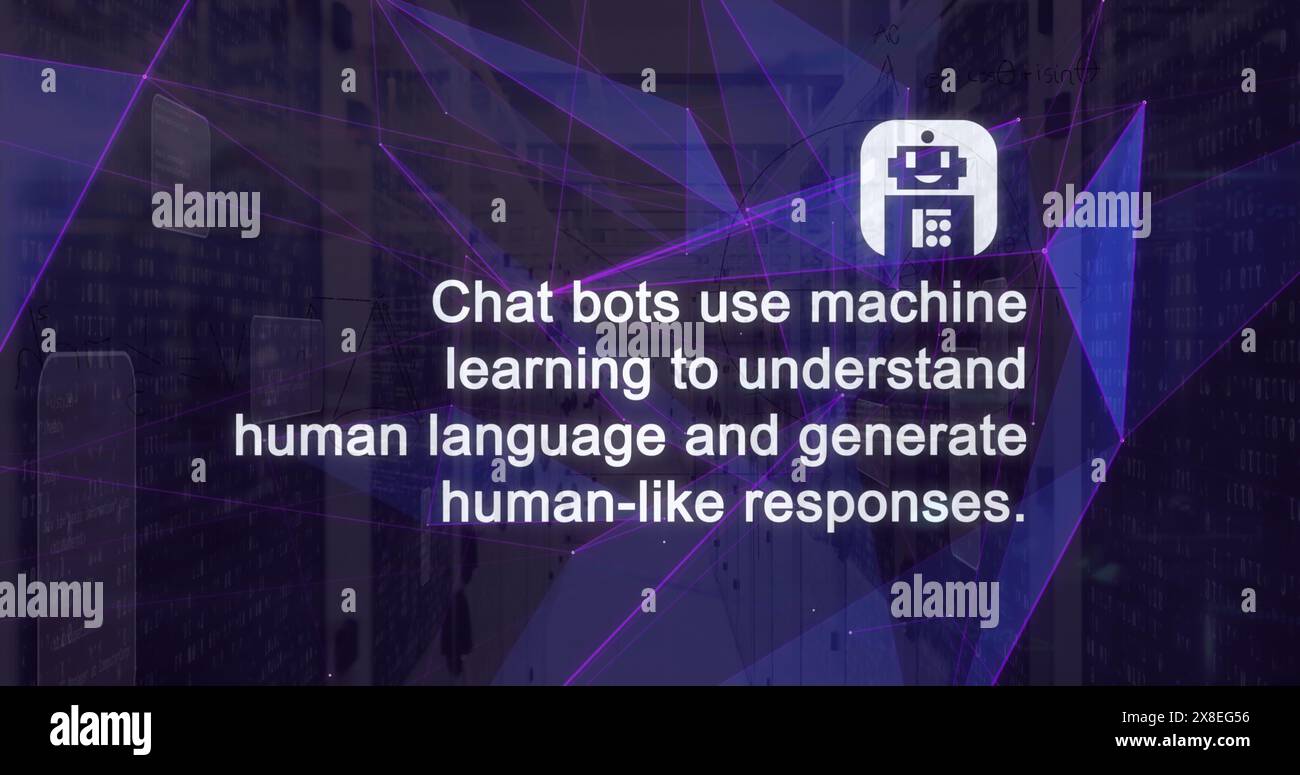 Image of ai icons and data processing over computer servers Stock Photo - Alamy