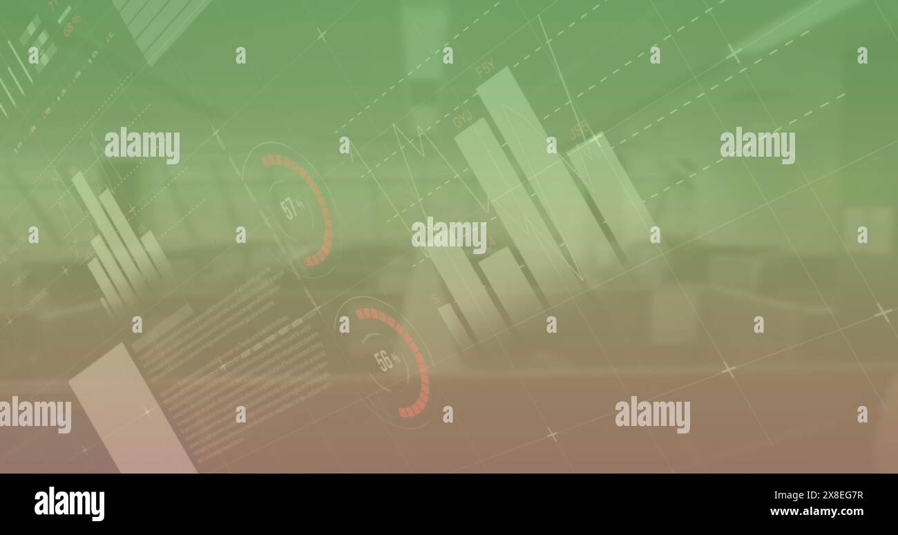 Image of statistical data processing against empty office Stock Photo - Alamy