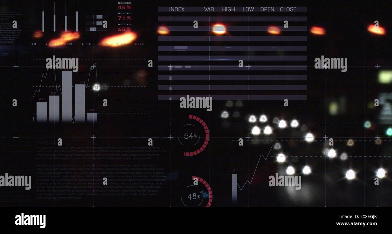 Image of infographic interface over blurred vehicles on street in city Stock Photo - Alamy