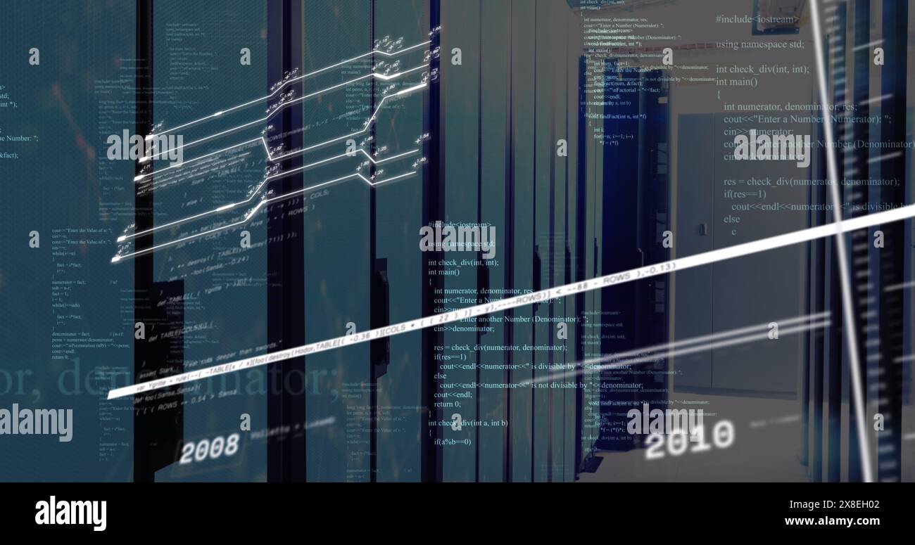Image of interface with data processing against computer server room Stock Photo - Alamy