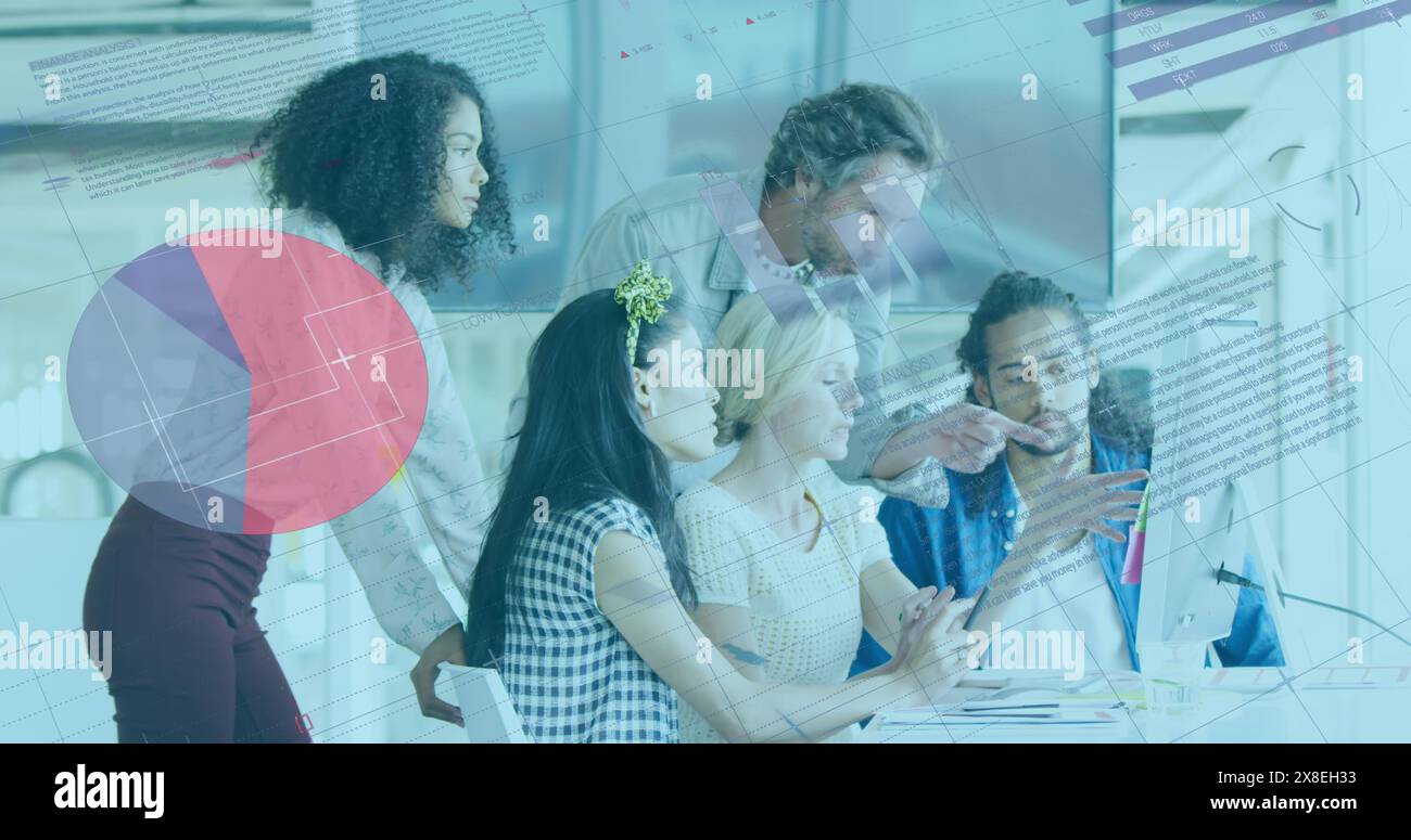 Image Of Statistical Data Processing Against Group Of Diverse