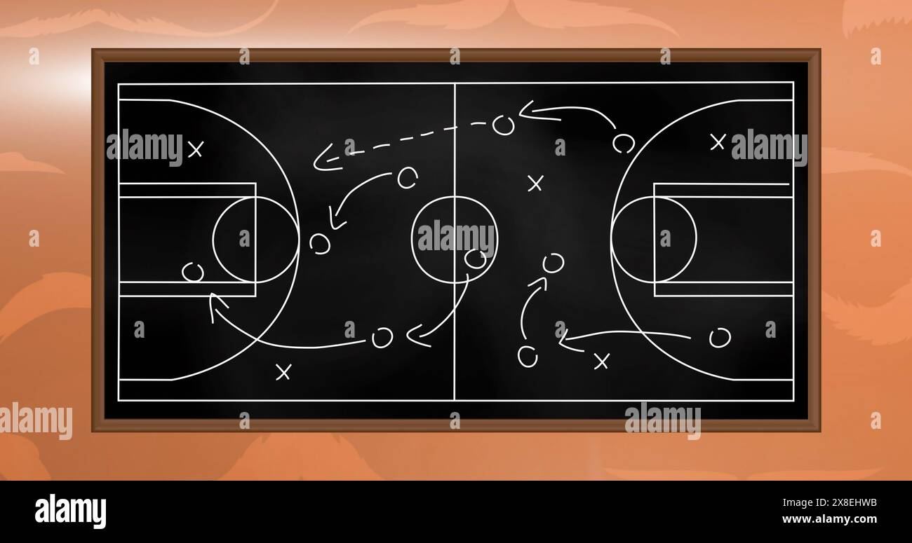 Image of game plan drawn with chalk on basketball court against ...