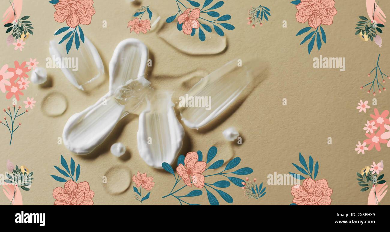 Image of cream smudges and copy space over brown background Stock Photo ...