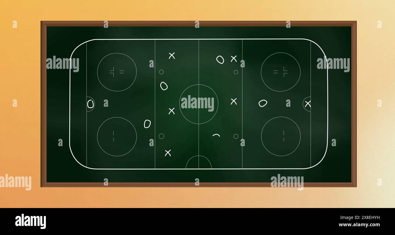 Image of game plan with arrows, circles and x signs on sports court ...