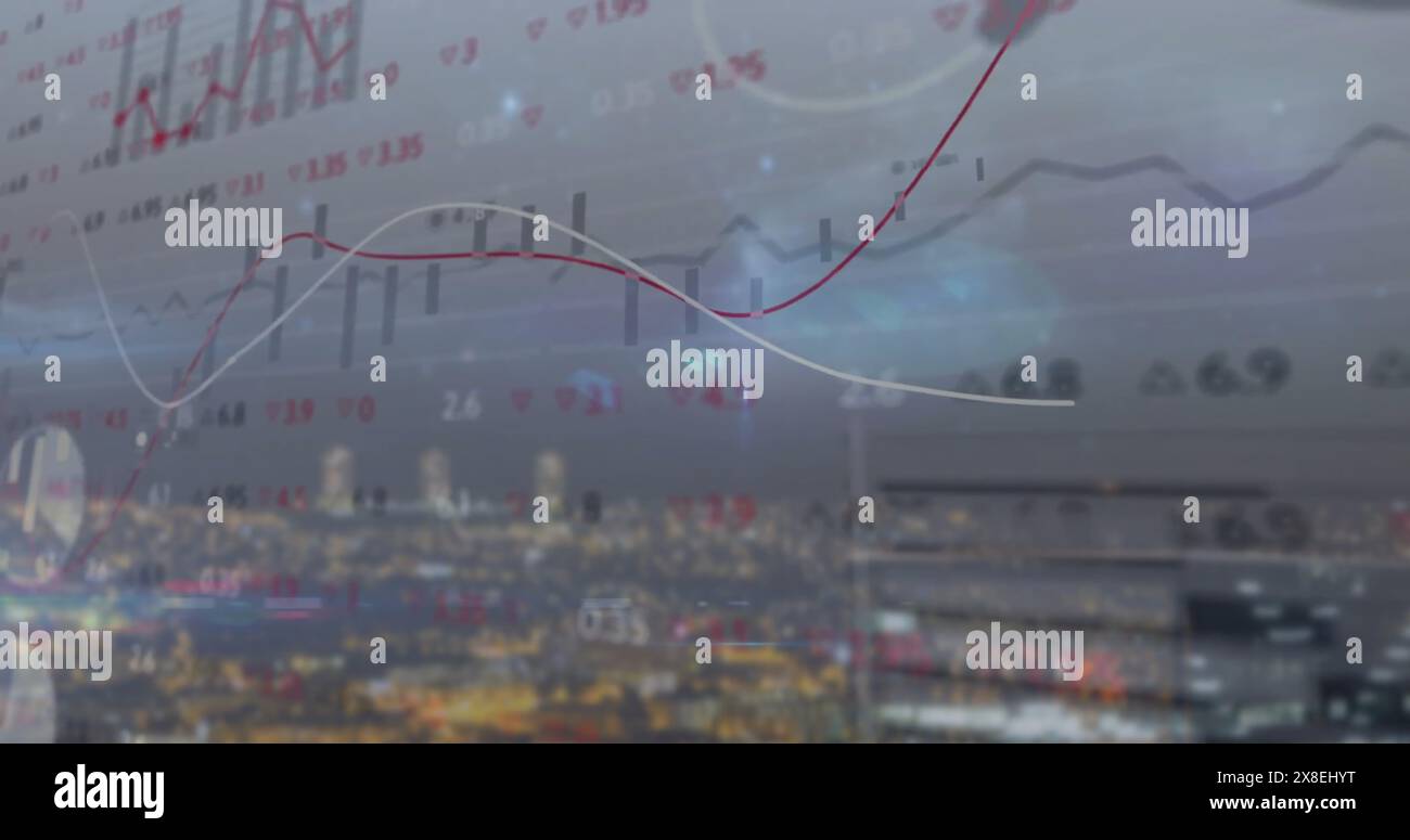 Image of stock market and data processing over cityscape Stock Photo ...