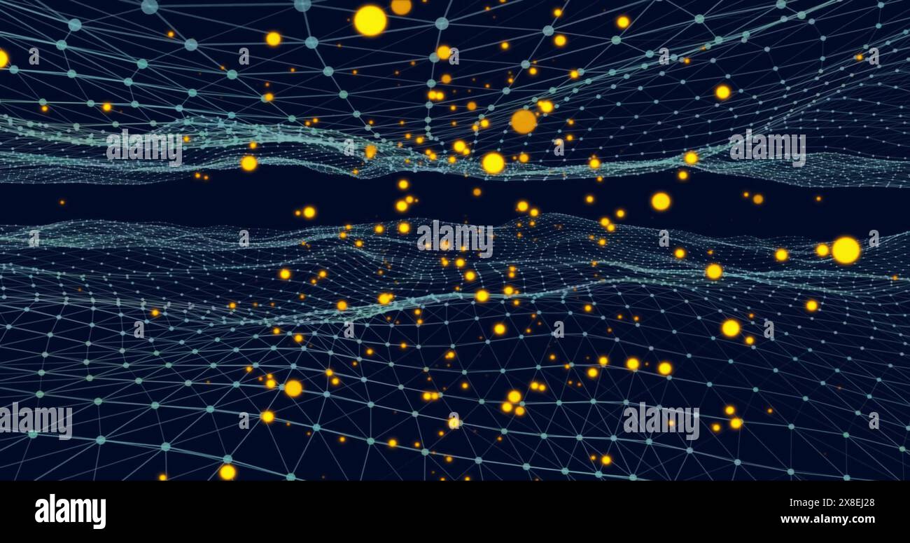 Animation yellow spots network connections hi-res stock photography and ...