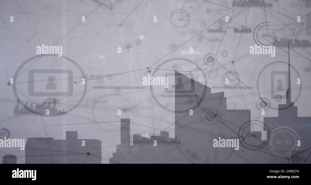 Image of financial data processing over cityscape Stock Photo - Alamy