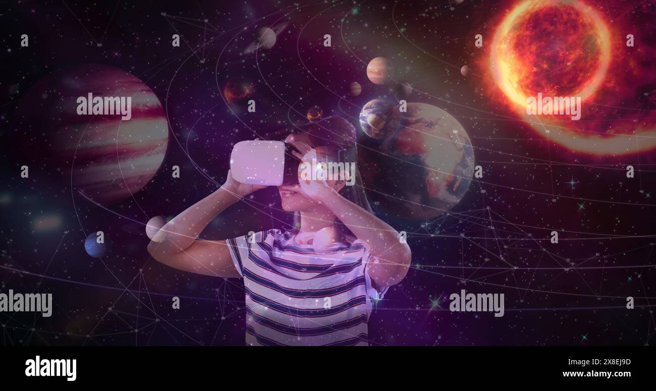 Digital composite of Science Composition Woman watching the universe ...