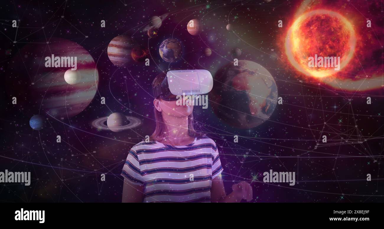 Digital composite of Science Composition Woman watching the universe ...
