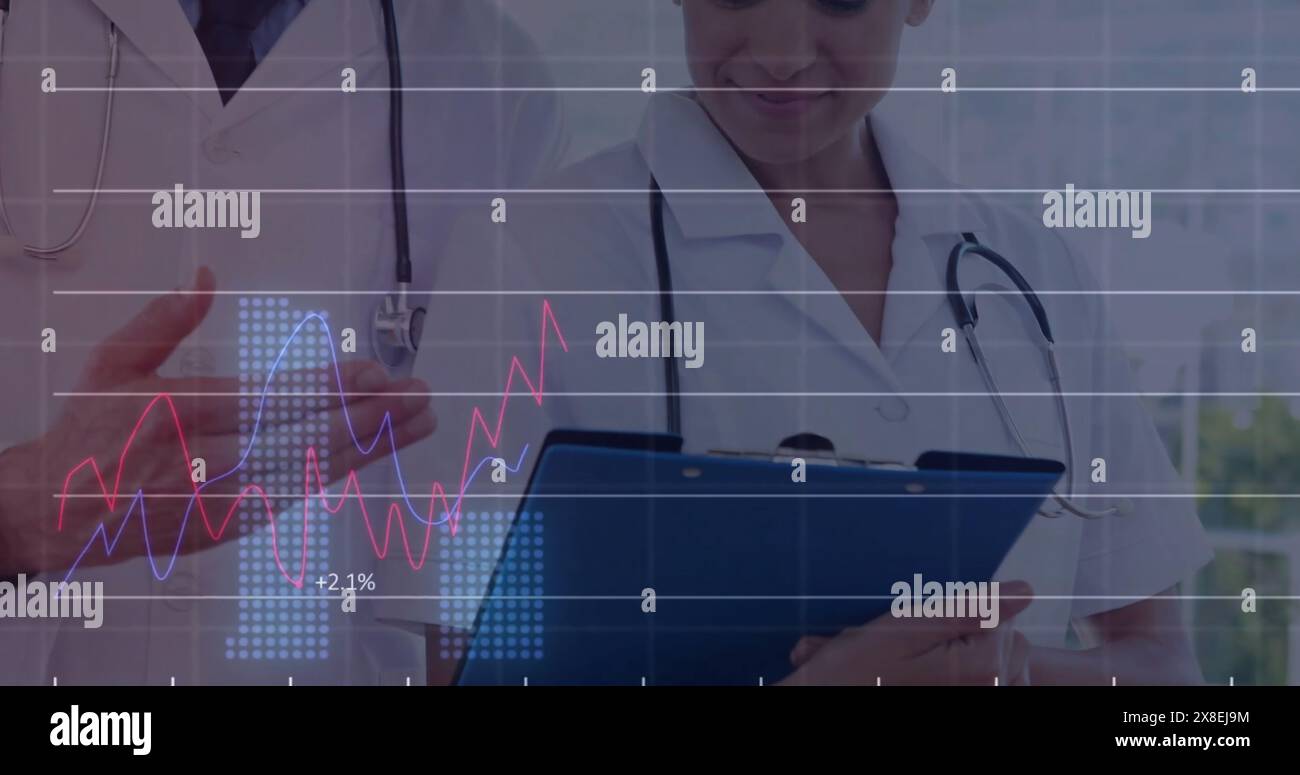 Image of data processing over diverse doctors Stock Photo - Alamy