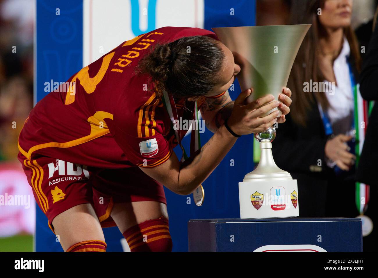 Cesena, Italy. 24th May, 2024. Elena Linari of AS Roma, celebrates ...