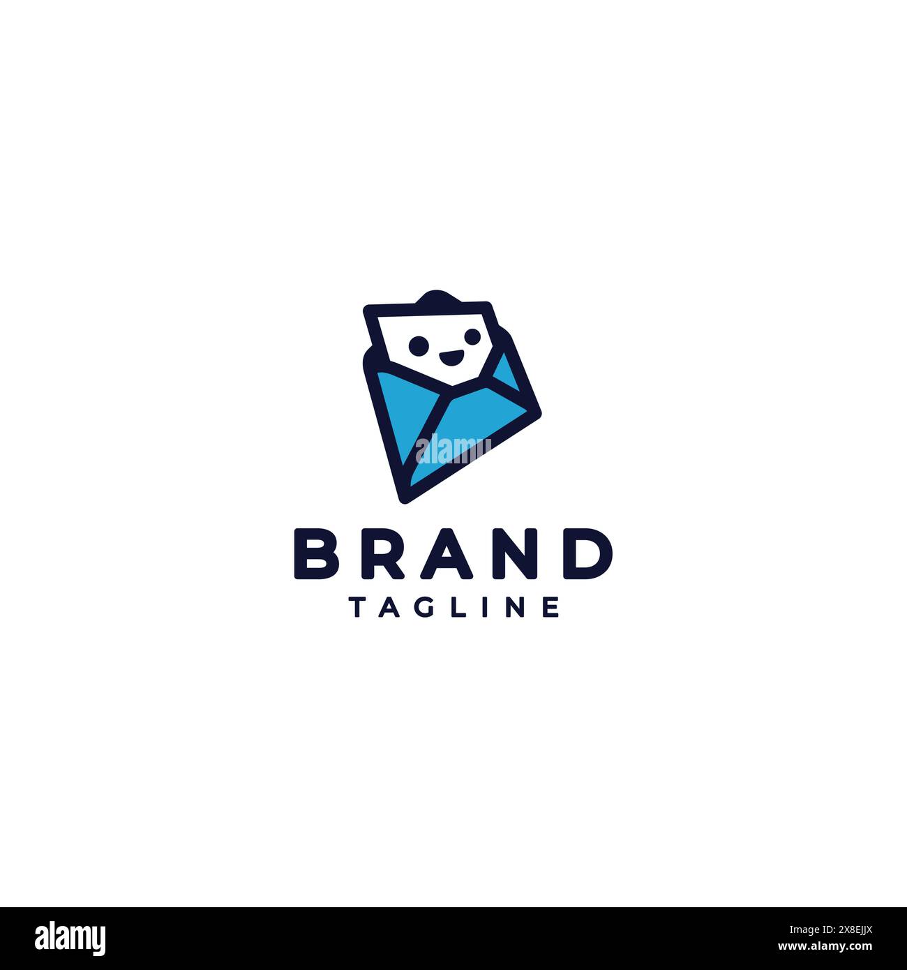 Happy Blue Envelope Logo Design. Playful blue envelope logo design with ...