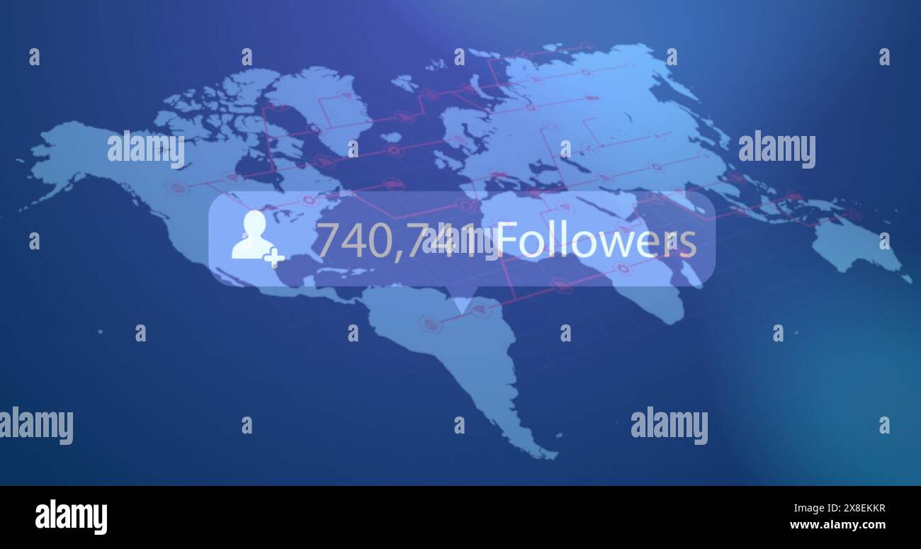 Image of icon, changing numbers, follower text in notification bar over ...