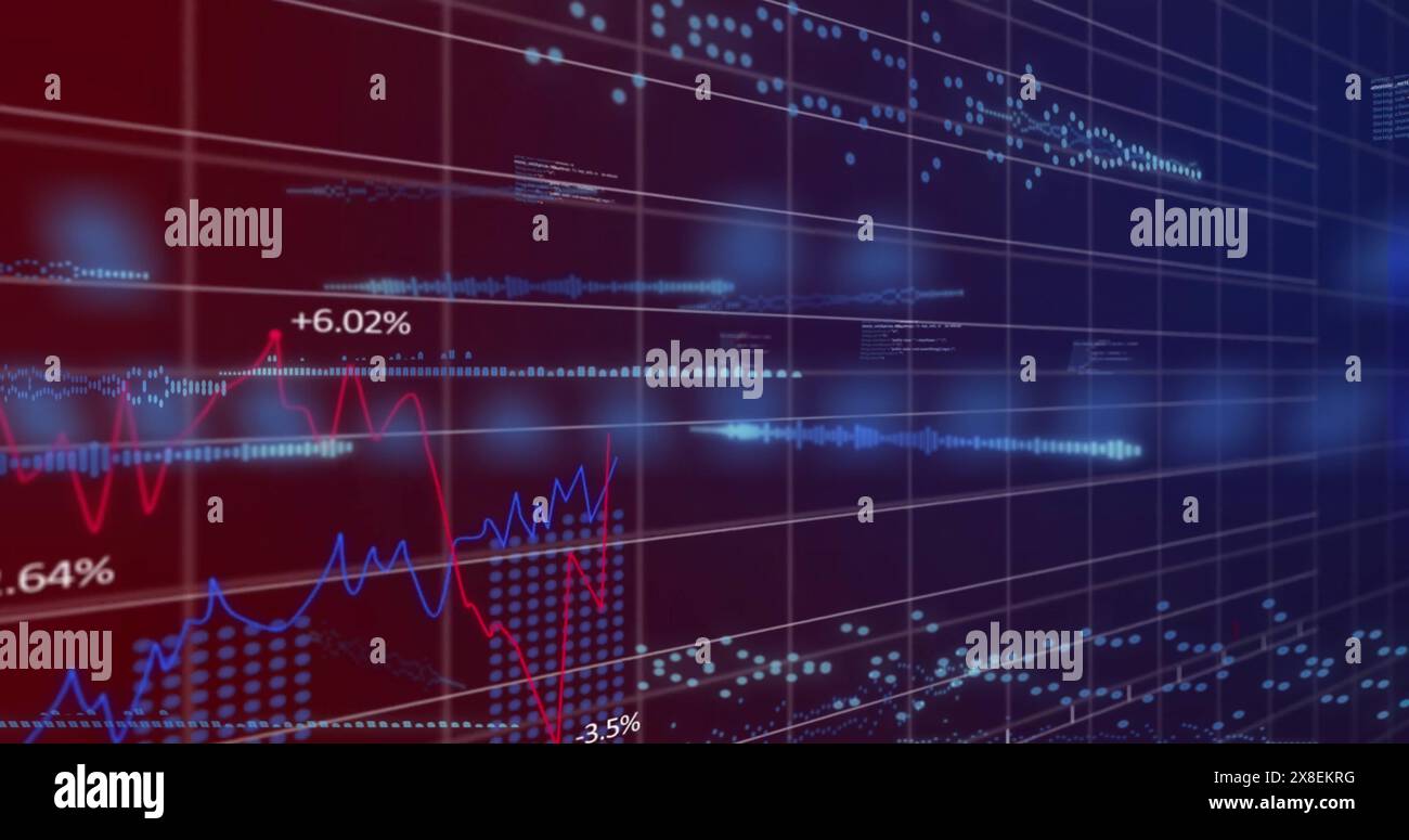 Image of soundwaves with programming language and multiple graphs on grid pattern Stock Photo ...