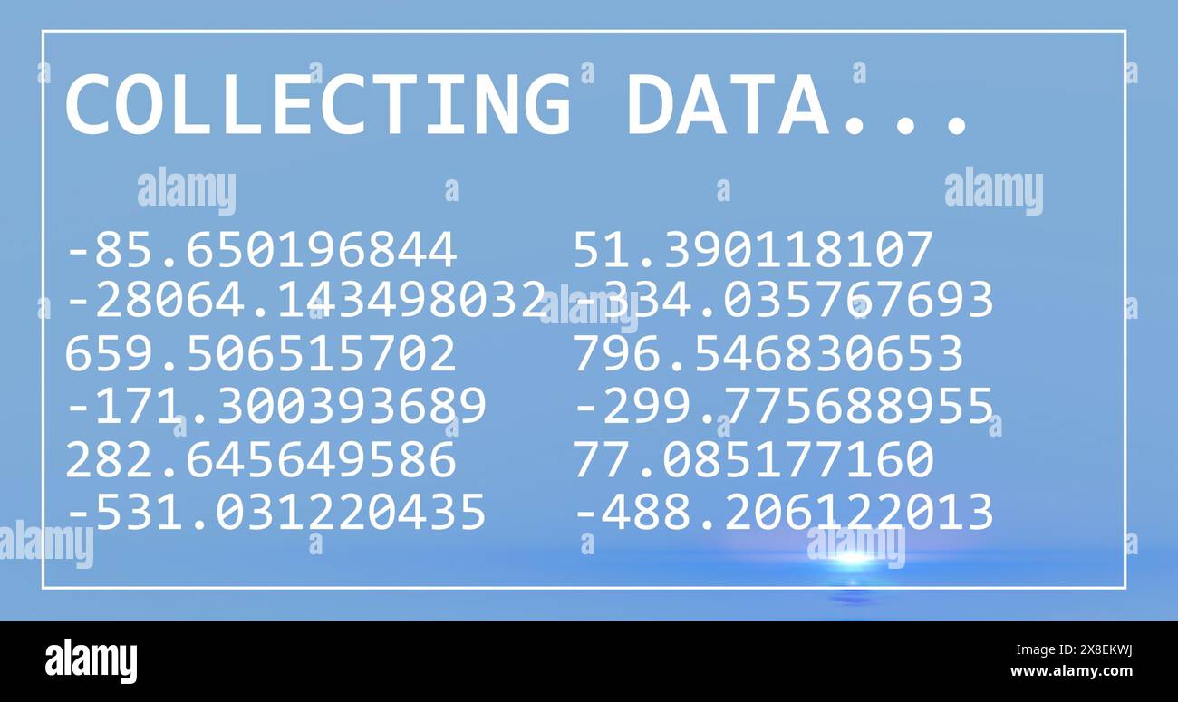 Image of collecting data text with numbers changing on blue background ...