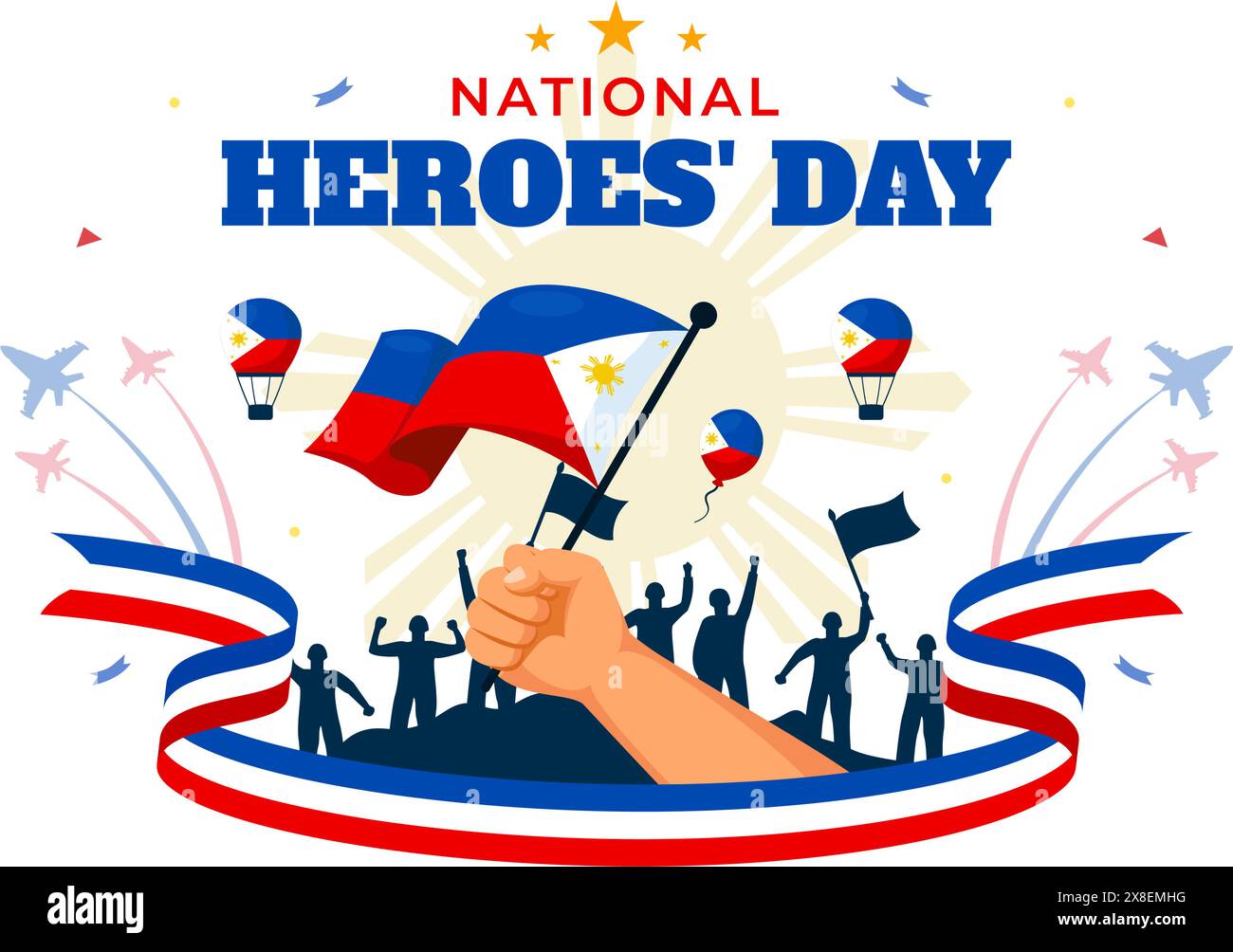 Philippines Heroes Day Vector Illustration on August 29 with Waving ...