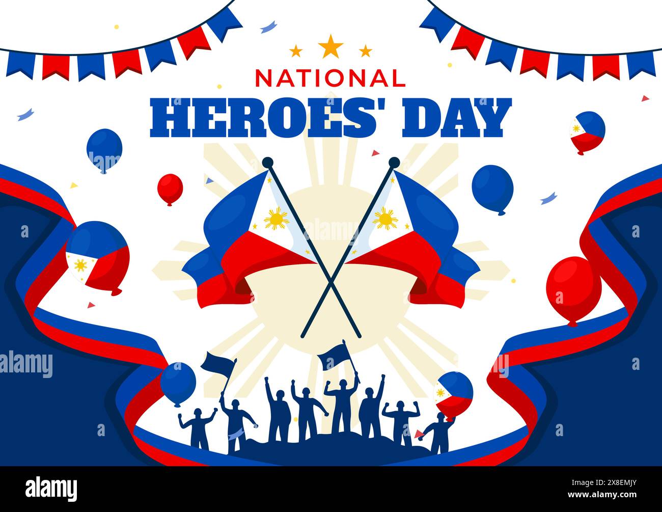 Philippines Heroes Day Vector Illustration on August 29 with Waving ...