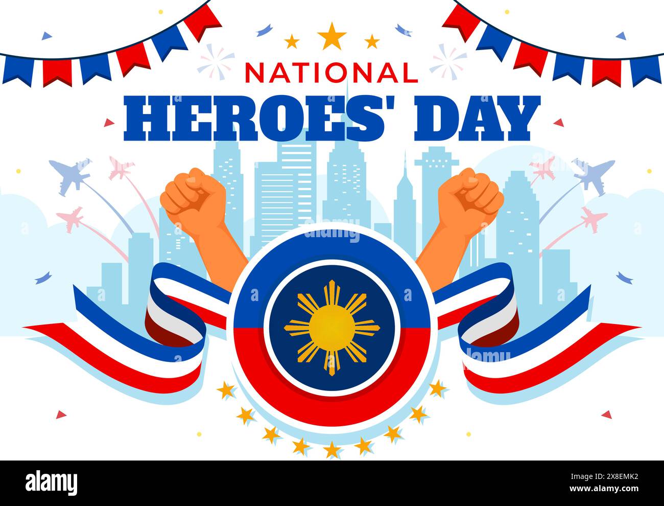 Philippines Heroes Day Vector Illustration on August 29 with Waving ...
