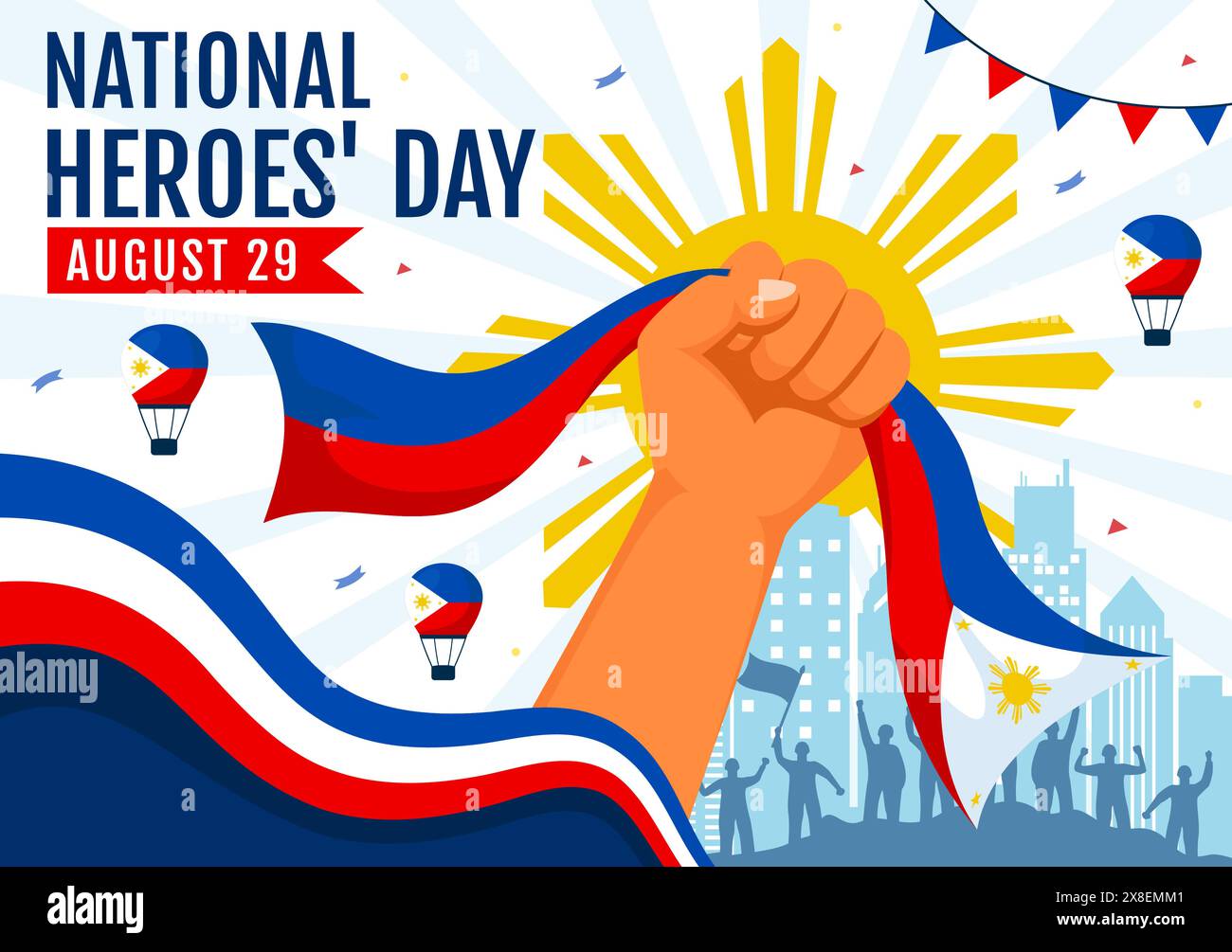 Philippines Heroes Day Vector Illustration on August 29 with Waving ...