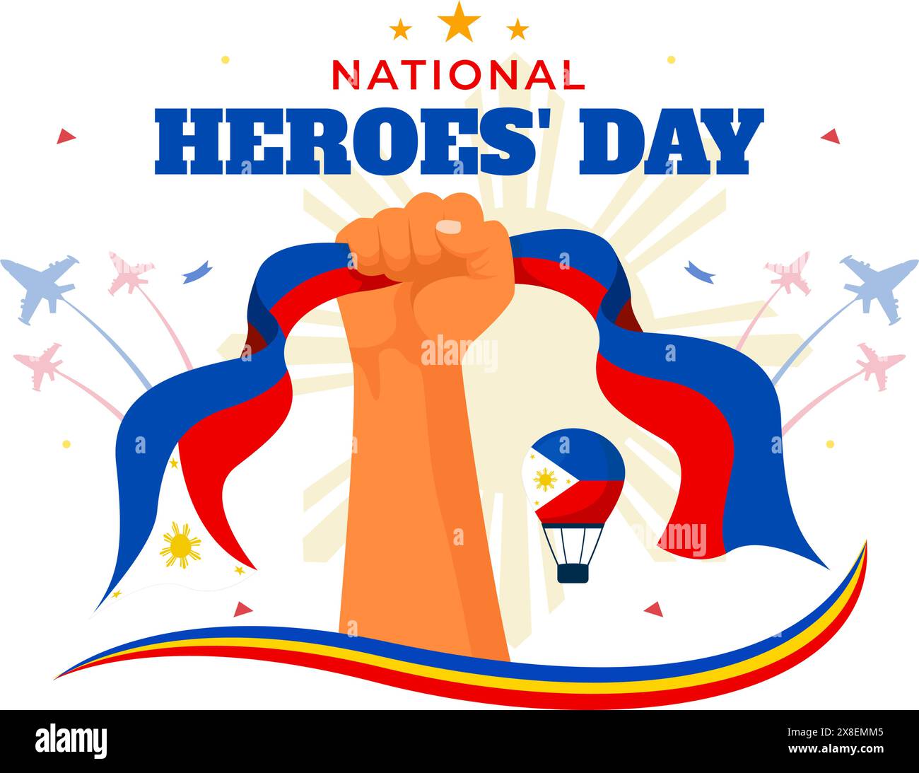 Philippines Heroes Day Vector Illustration on August 29 with Waving ...