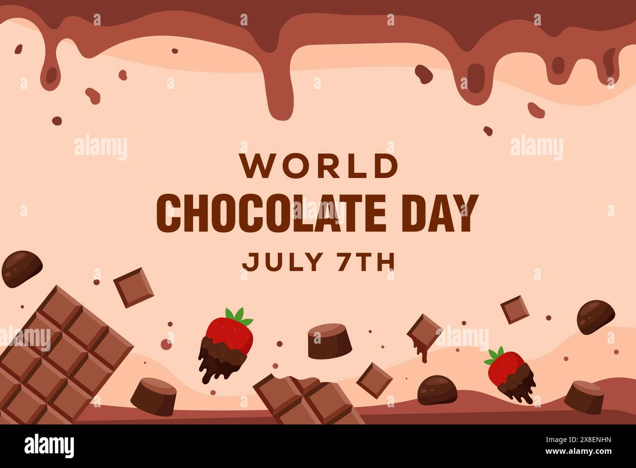 world chocolate day background illustration in flat design Stock Vector ...