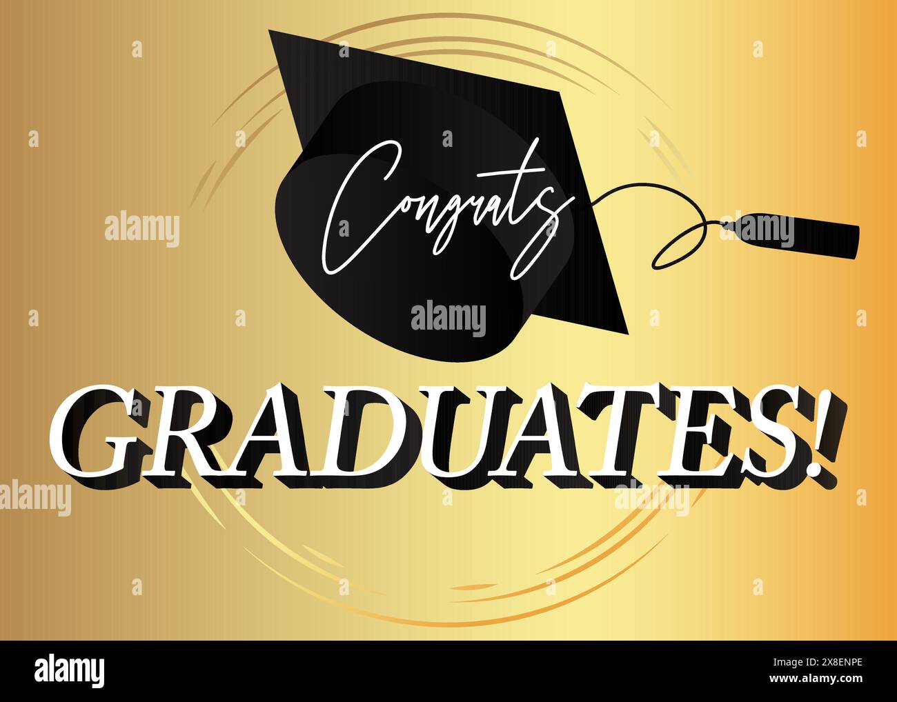 Black and gold Graduation design template. Vintage party invitation ...
