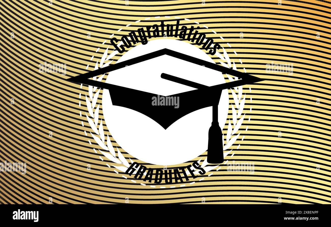 Black and gold Graduation design template. Vintage party invitation ...