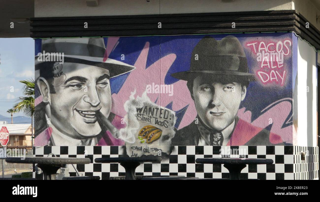 Las Vegas, Nevada, USA 14th May 2024 Gangsters Al Capone and Bugsy ...