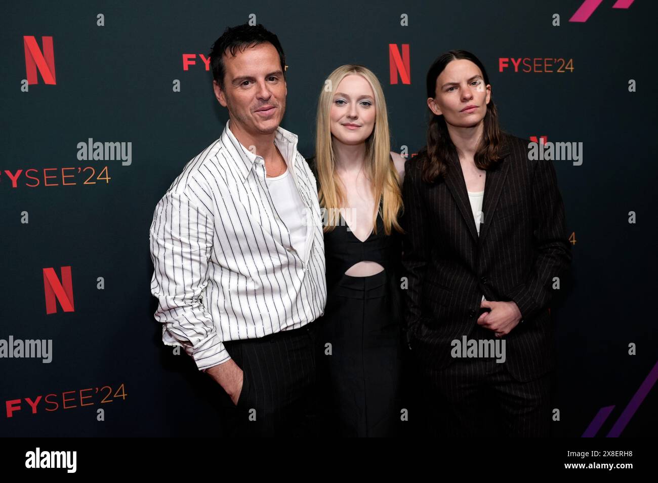 "Ripley" cast members, from left, Andrew Scott, Dakota Fanning and ...