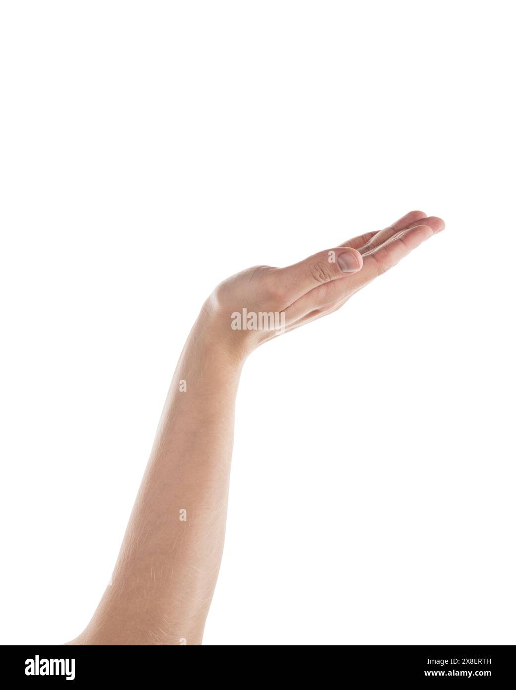 Adult man right hand to hold something isolated on white background ...