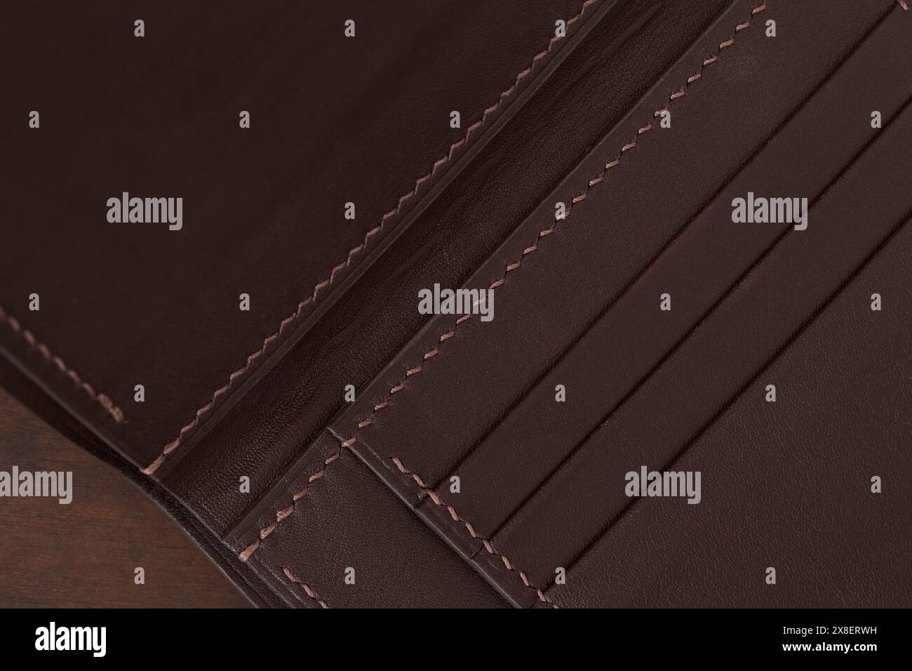 Bespoke full grain brown leather wallet background, simple design Stock ...