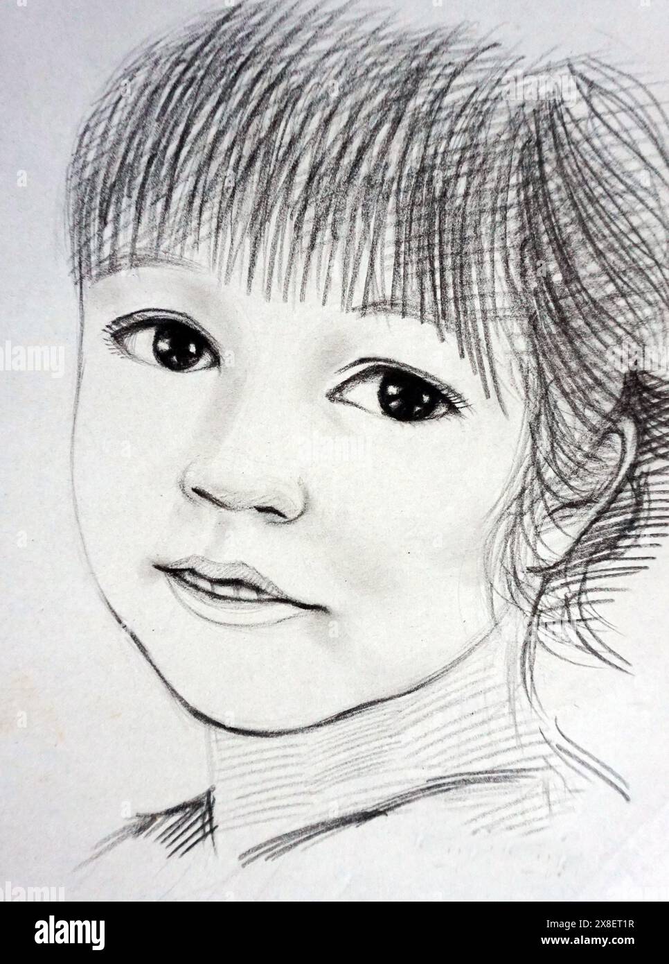 hand drawn sketch drawing girl face Stock Photo - Alamy